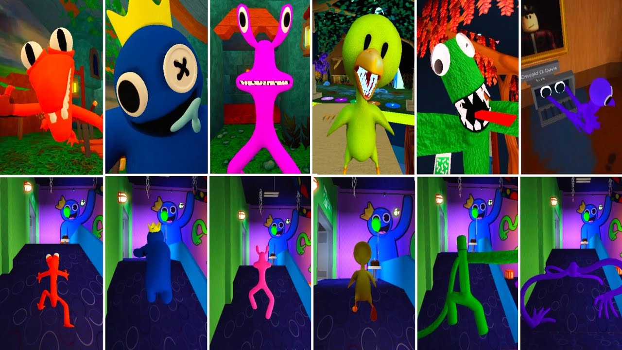 Rainbow friends chapter 1 all Monsters Jumpscares V'S Rainbow friends ...