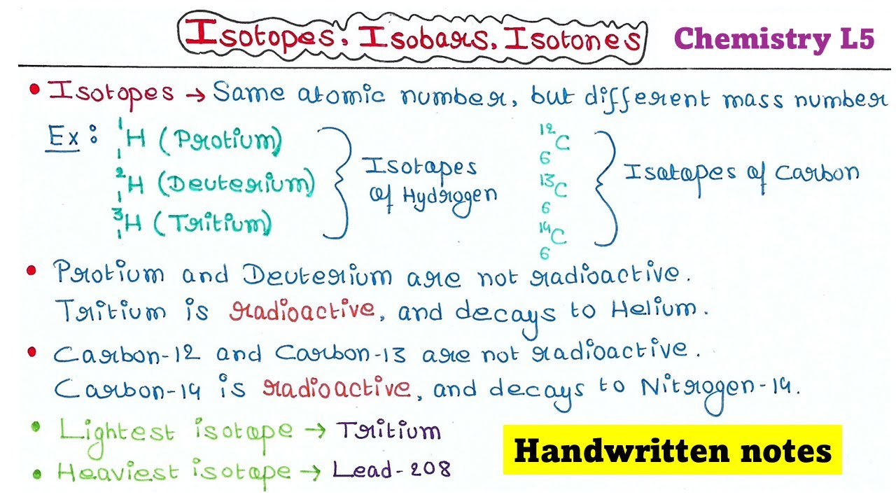 Isotopes | Isobars | Isotones | Chemistry L5 - YouTube