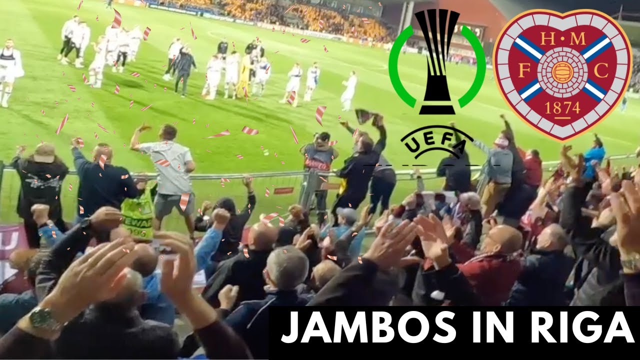 Hearts fans Celebrations in RIGA Latvia at Full time | RFS 0-2 HEARTS ...