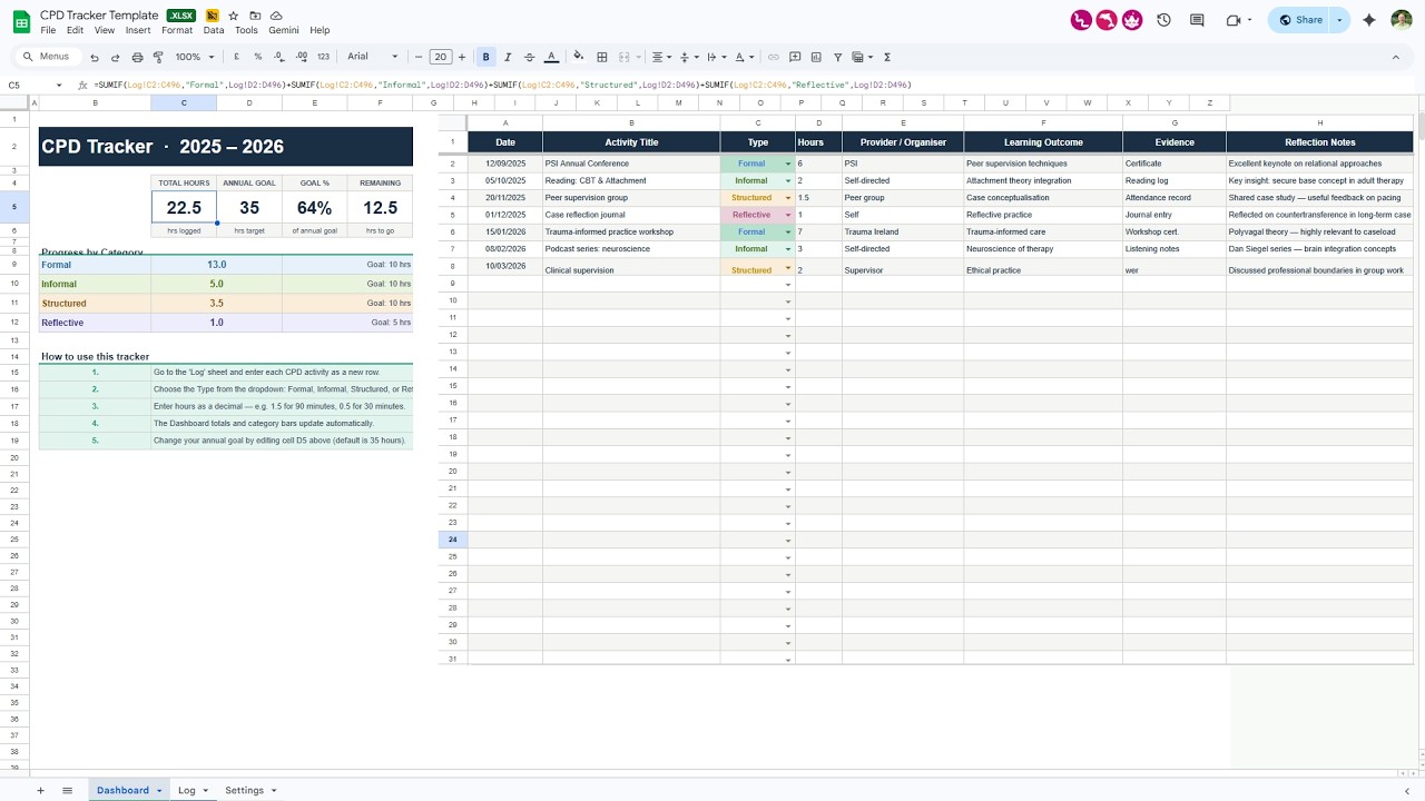 CPD Tracker Template (Free) - Log and Plan Your CPD Progress - YouTube