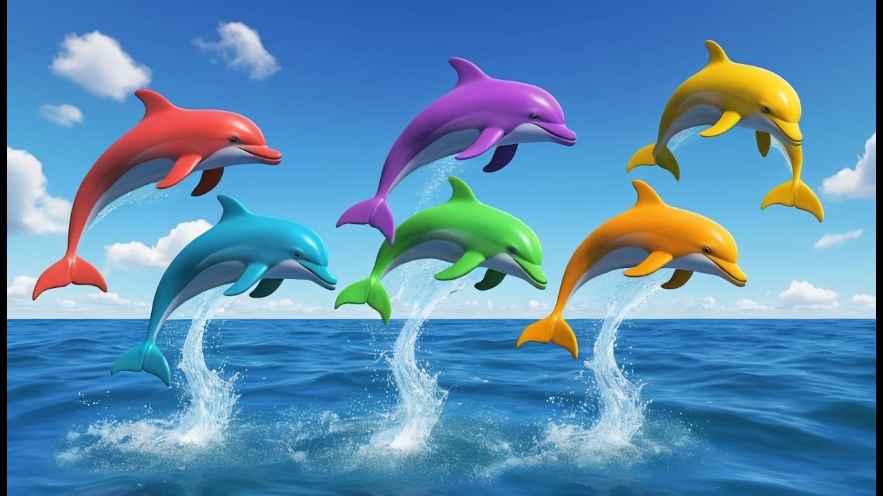 Cinco Pequeños Delfines Flip Flip Flip 🐬 Canción del Océano y Animales ...