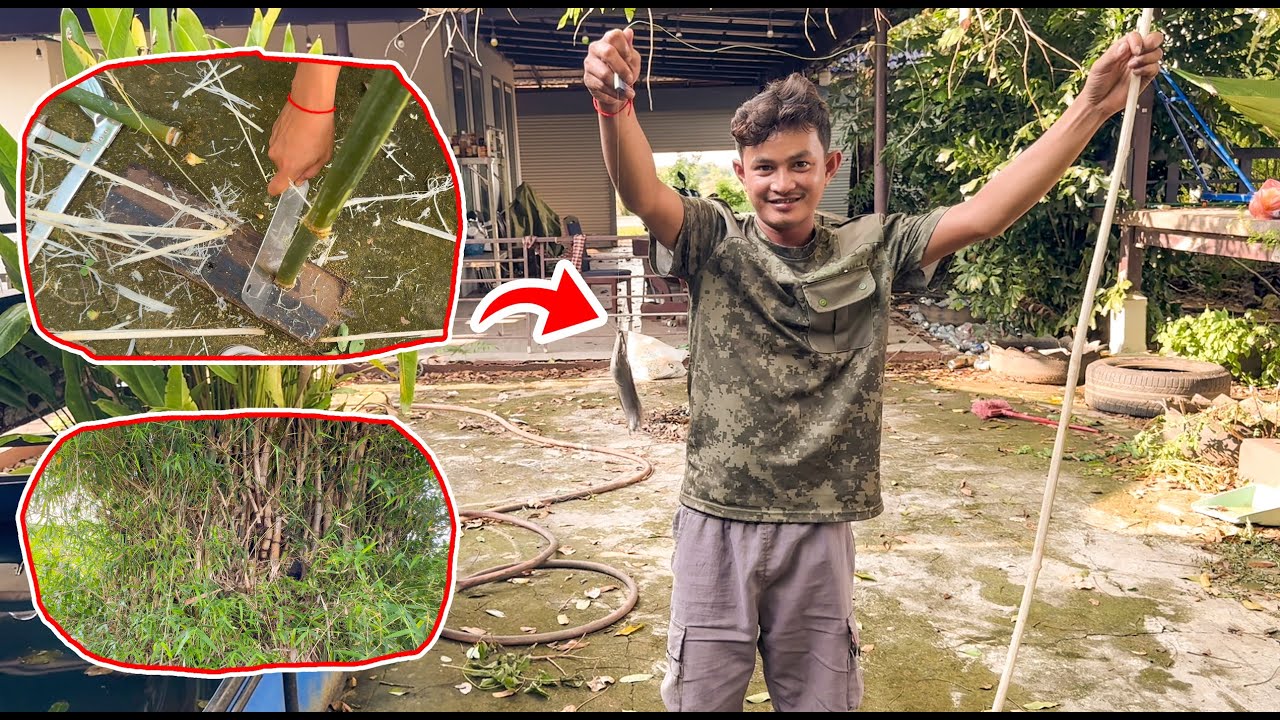 DIY ideas process of making traditional Bamboo fishing rod step by step ...