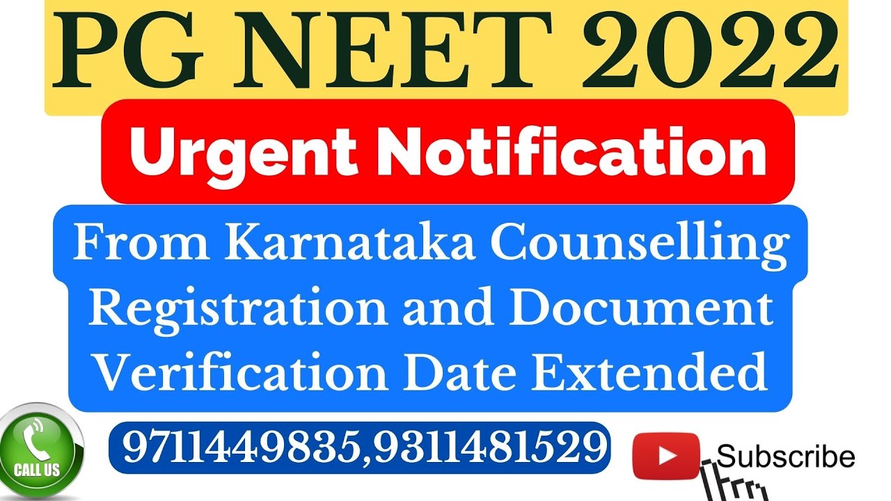 Neet PG 2022: Urgent Notification From Karnataka Counselling ...