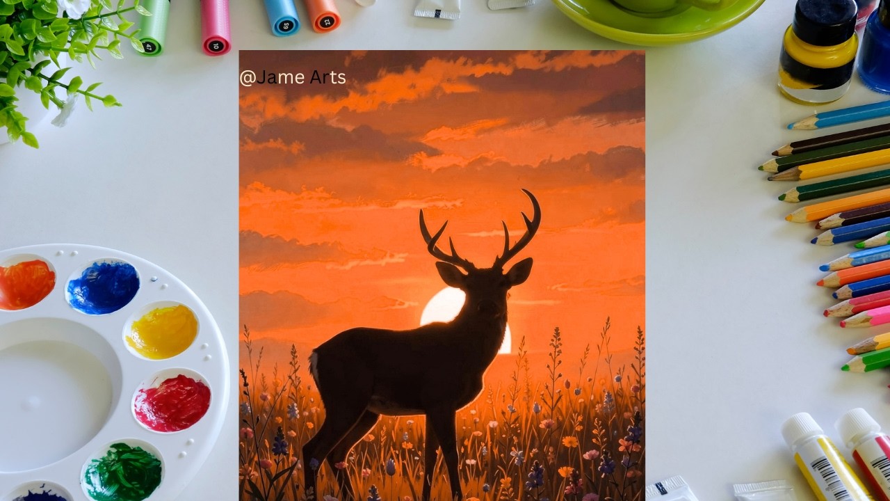 Sunset Painting | Easy Acrylic Art | #acrylicpainting - YouTube