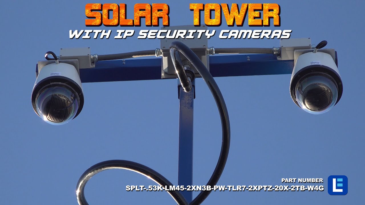 45' Portable Solar Security Tower - 7.5' Trailer - (2) IP Cameras - 2TB NVR - Router/4G Hotspot ...