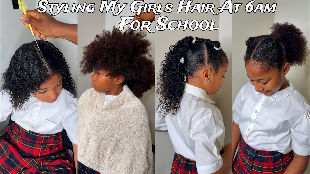 STYLING MY GIRLS HAIR FOR SCHOOL AT 6AM - YouTube