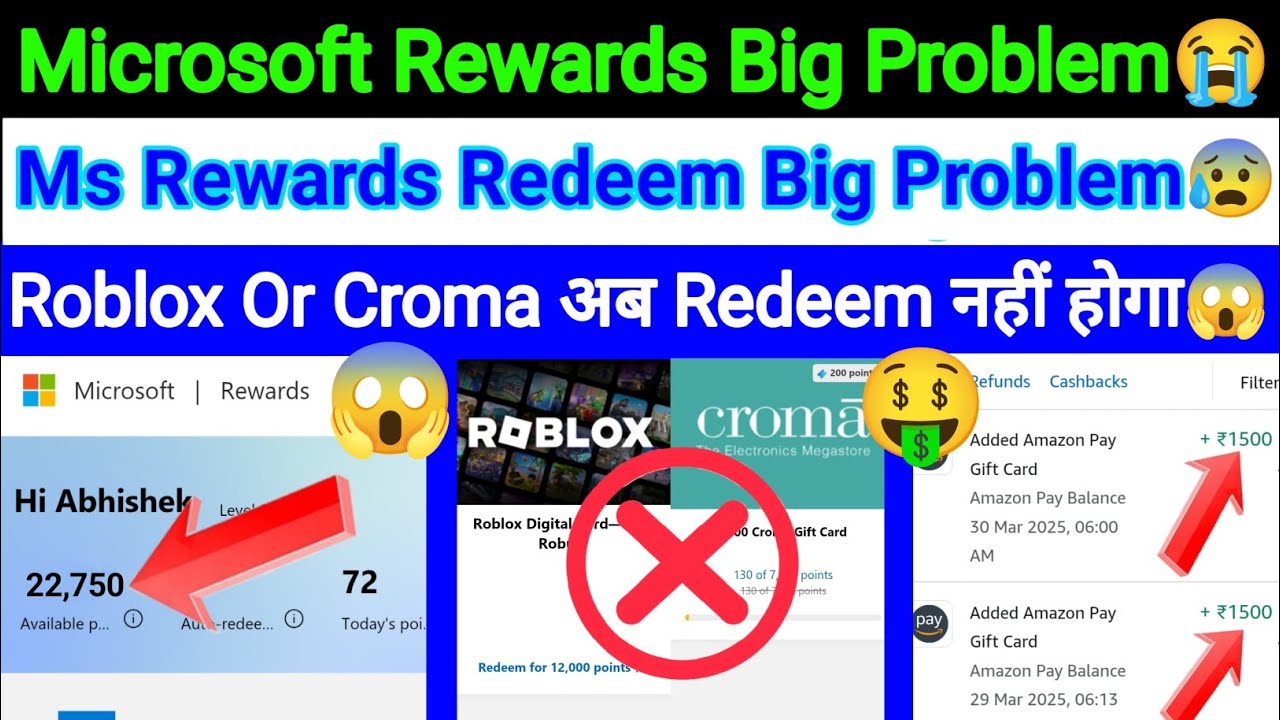 Microsoft Rewards Redeem Problem | Roblox Gift Card & Croma Gift Card ...