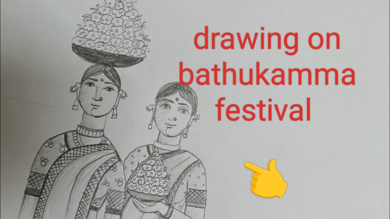 drawing on bathukamma festival // shalini verma // step by step - YouTube