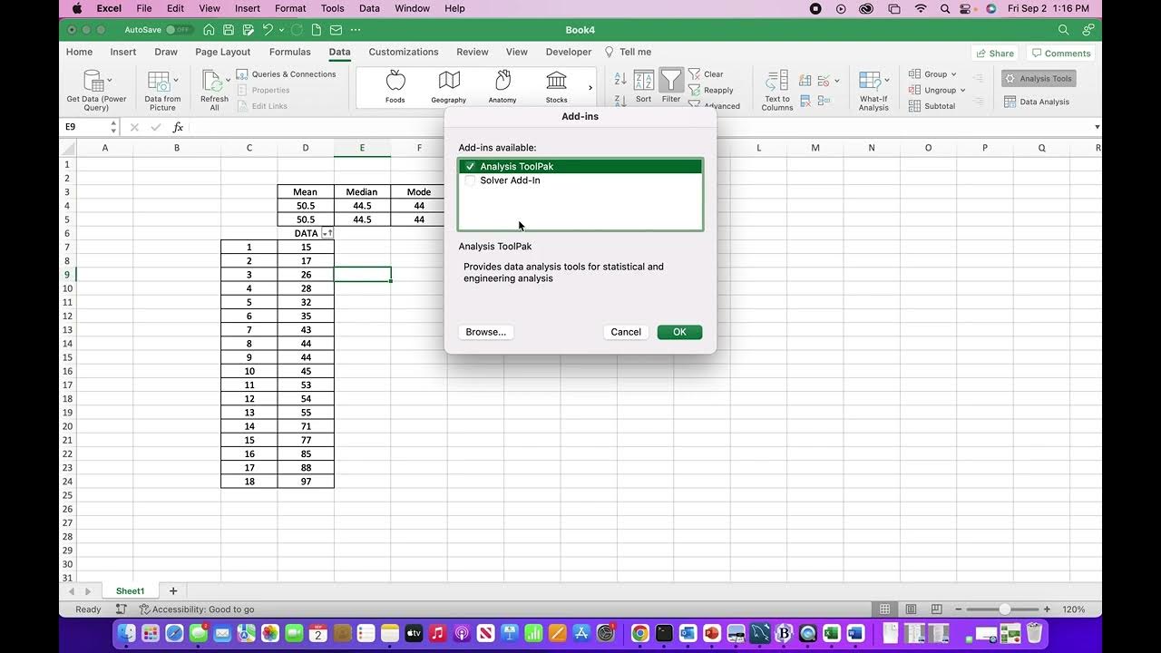 3 Ways To Find Mean, Median, And Mode In Excel - Using Formulas And The Analysis ToolPak - YouTube