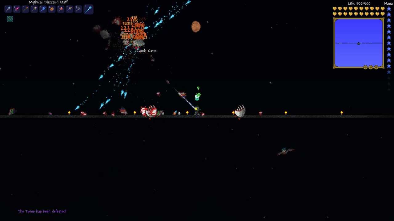 Terraria - Blizzard Staff vs. The Twins - YouTube