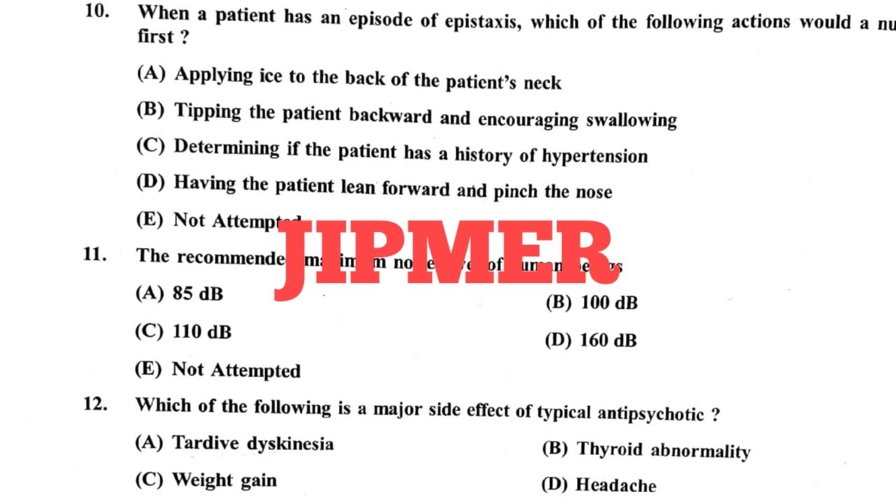 JIPMER MODEL QUESTION PAPER//NURSINGOFFICEREXAMPREPARATION - YouTube