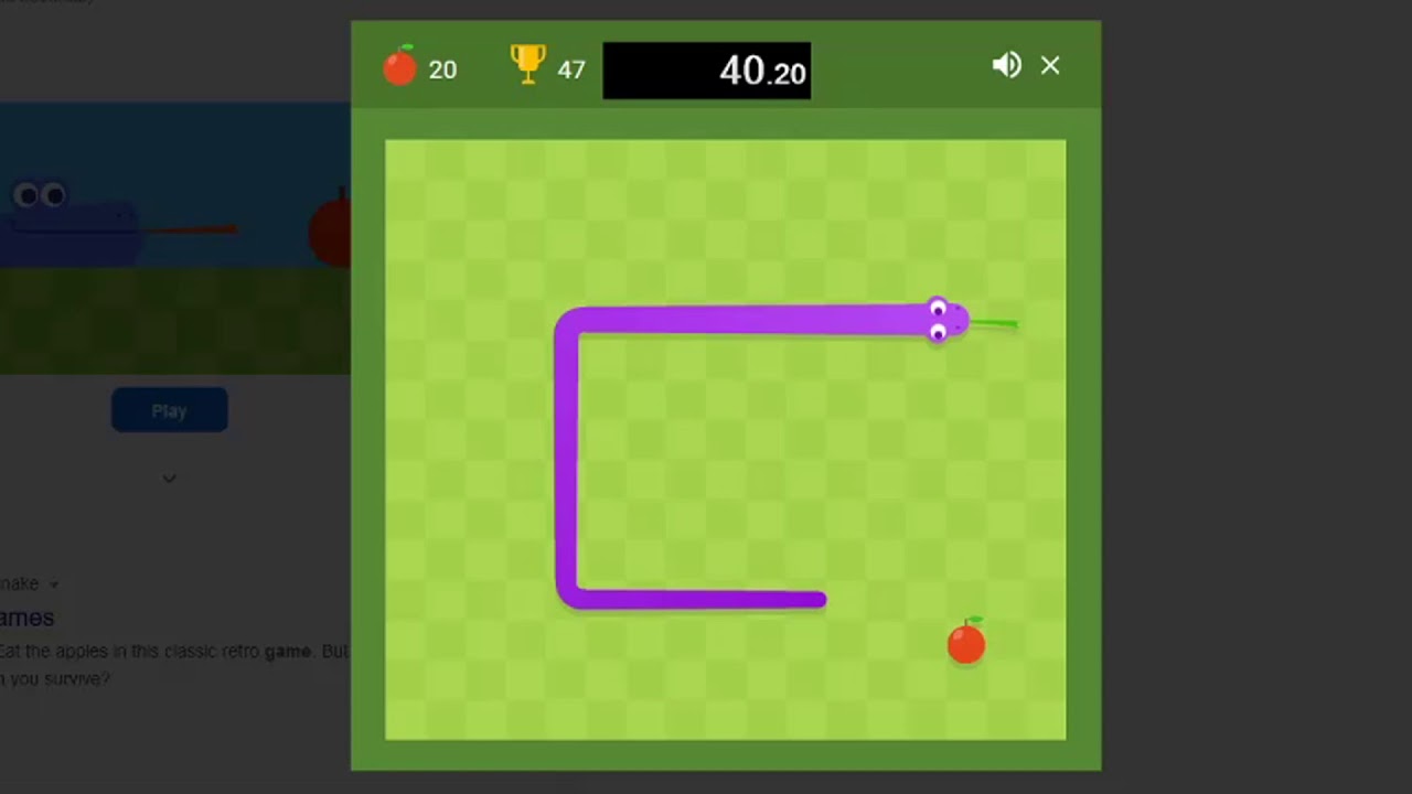 google snake, 50 apples in 1:38.34 - YouTube