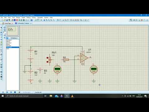 Rangkaian penguat Inverting dengan software Proteus - YouTube