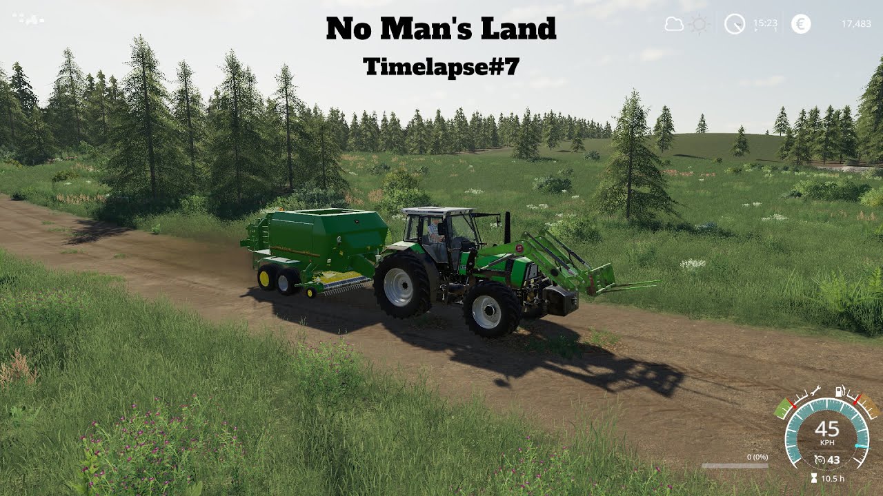 FS19 harvesting corn/mowing and baling grass/new baler/No Man's Land ...