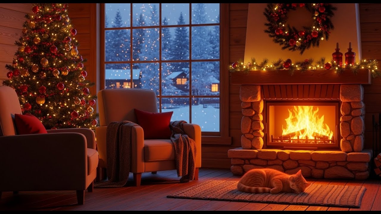 Silent Snowfall: Warm Fireplace Ambience for a Peaceful Christmas Night ...