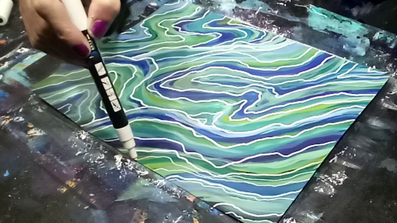 Painting an Abstract with Acrylics & Paint Markers / Acrylic Painting ...