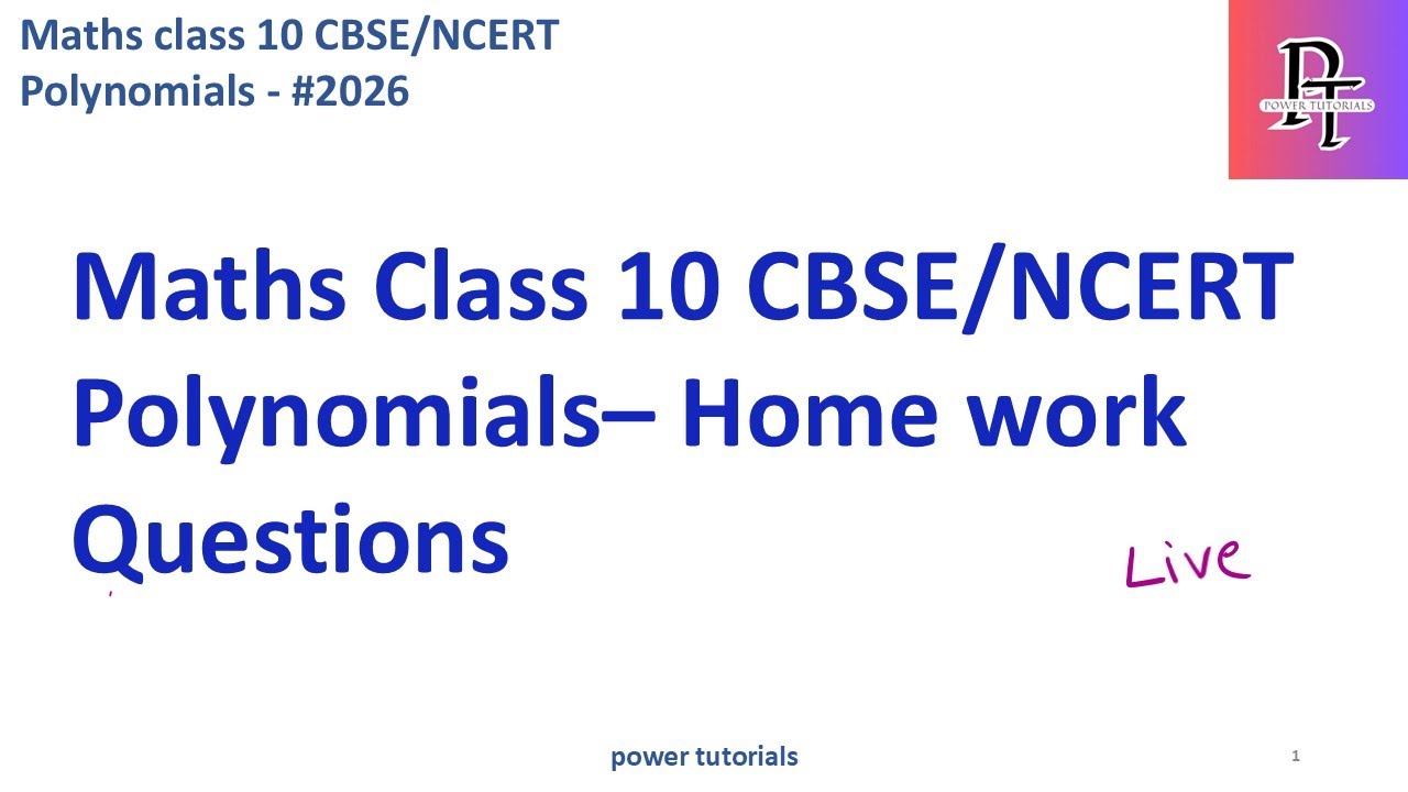 Polynomials || CBSE Class 10 Maths || Home work questinos || Exercise 2 ...