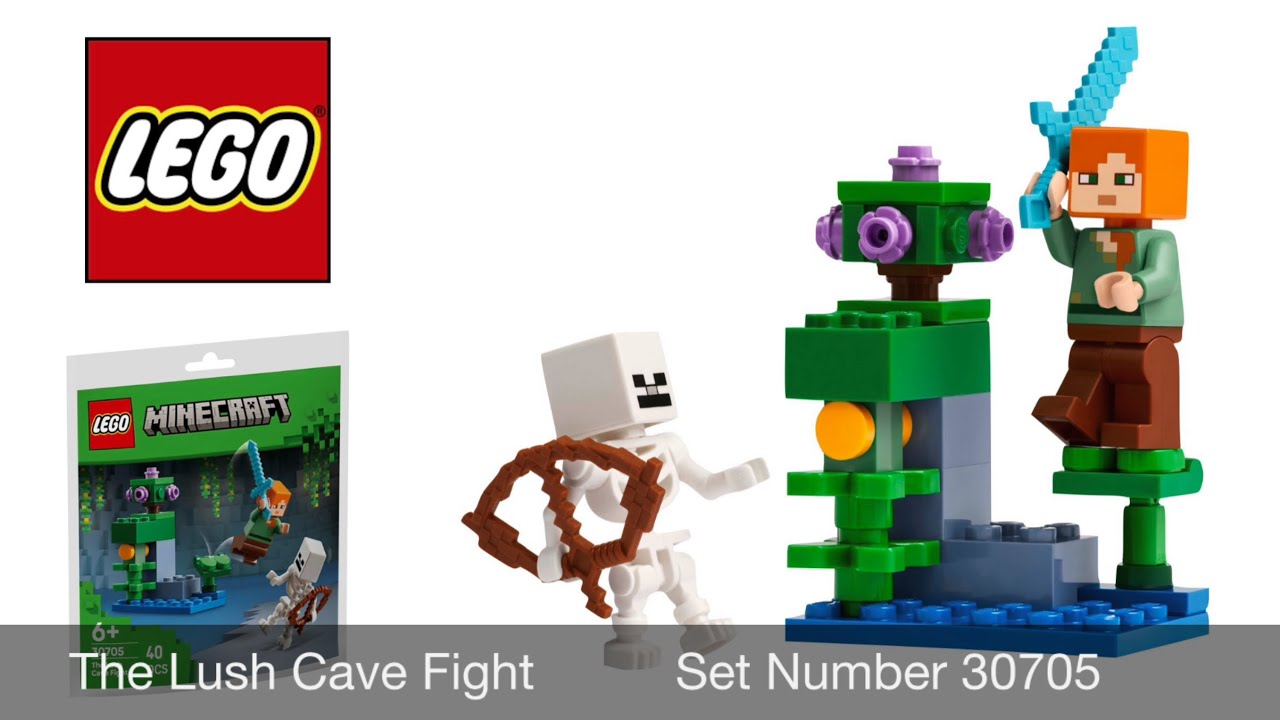 LEGO Minecraft The Lush Cave Fight (30705) Stop Motion Speed Build ...