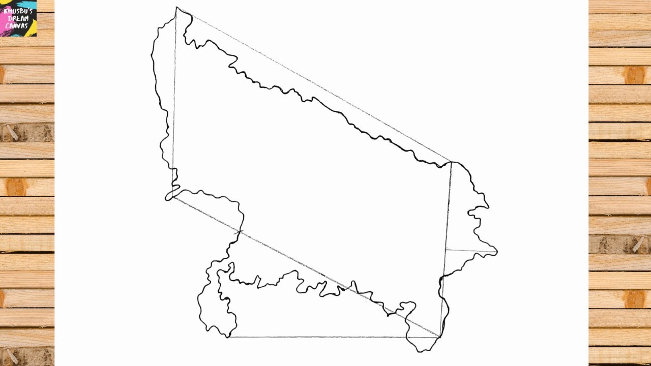 How to draw Uttar Pradesh map easily | Uttar Pradesh map outline ...