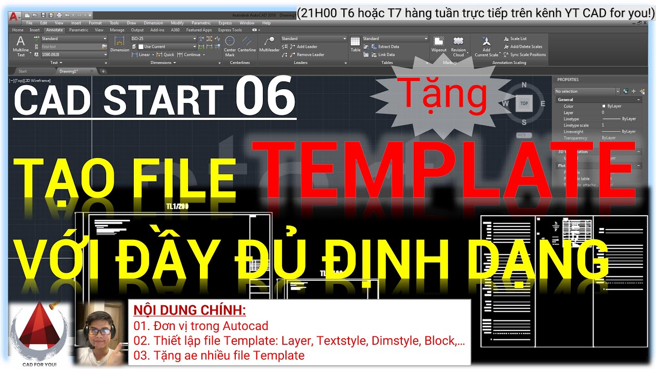 CAD START 06 | TẠO FILE TEMPLATE VỚI ĐẦY ĐỦ ĐỊNH DẠNG | HỌC AUTOCAD ...