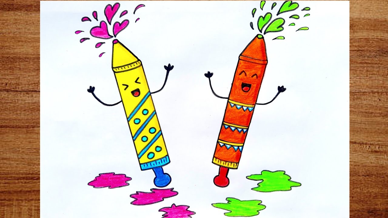 holi special drawing | how to draw holi pichkari | how to draw pichkari ...