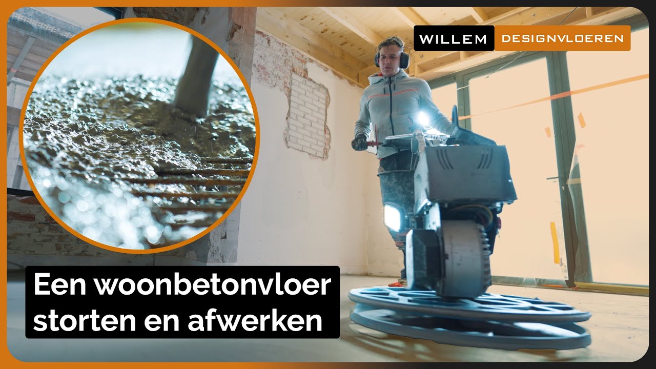 Een betonvloer storten en afwerken | Willem Designvloeren - YouTube