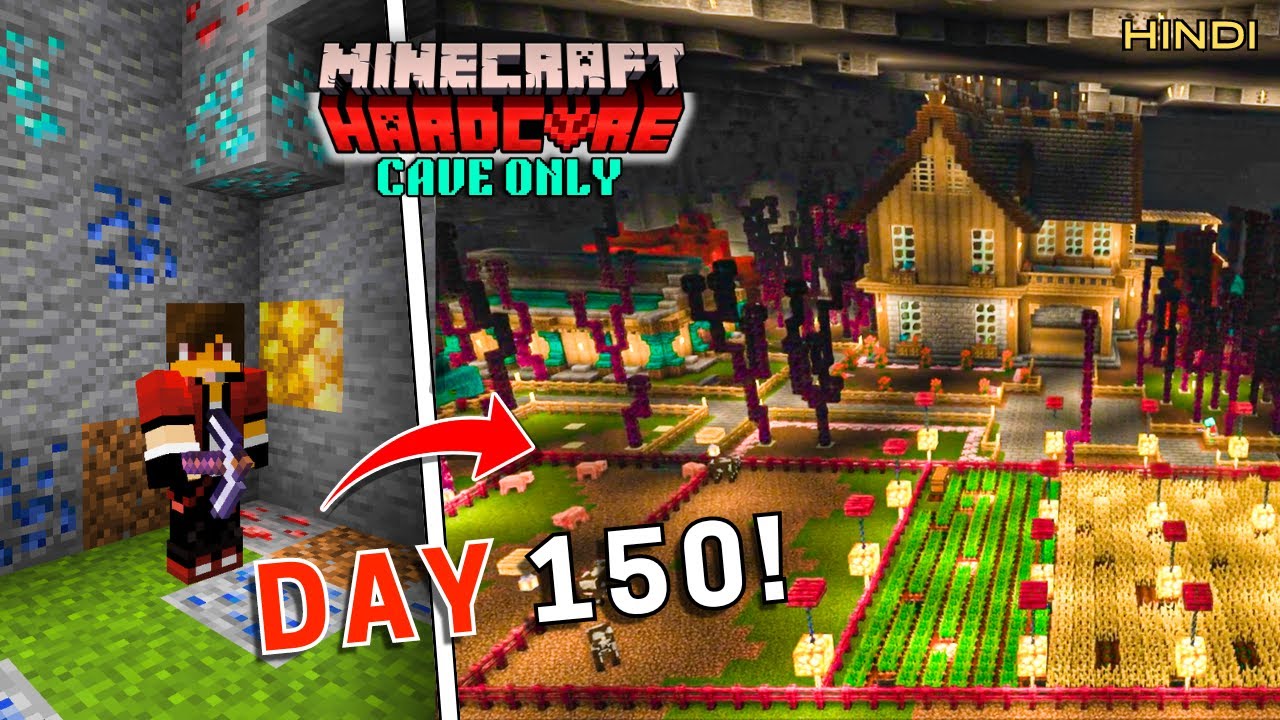 I Survived 150 Days In Cave Only World In Minecraft | In (Hindi ...