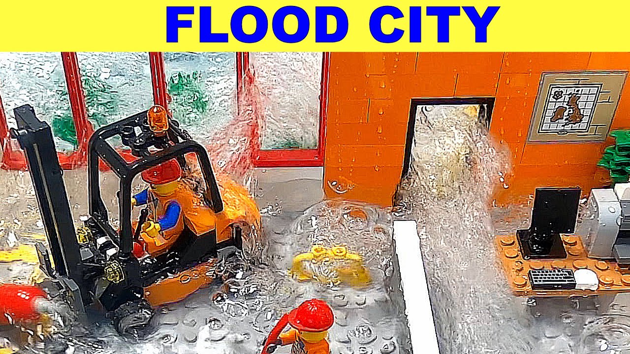 LEGO FLOOD CITY - TRAIN Crash - DAM Collapse - Full ACTION Disaster ...