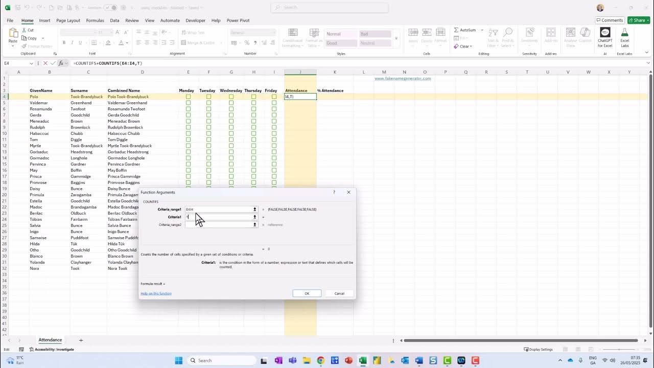 using checkboxes in Excel to track attendance - YouTube