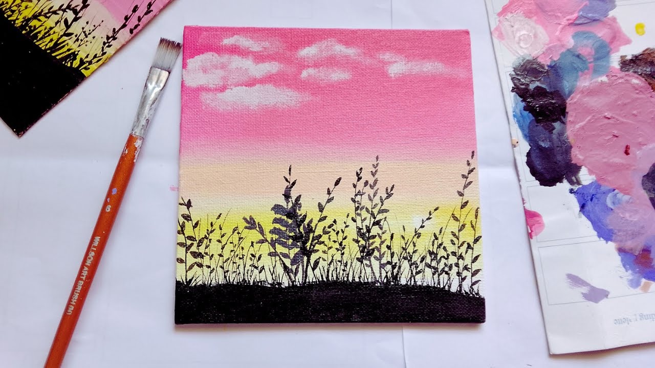 Very easy mini acrylic painting tutorial/ easy acrylic painting for ...