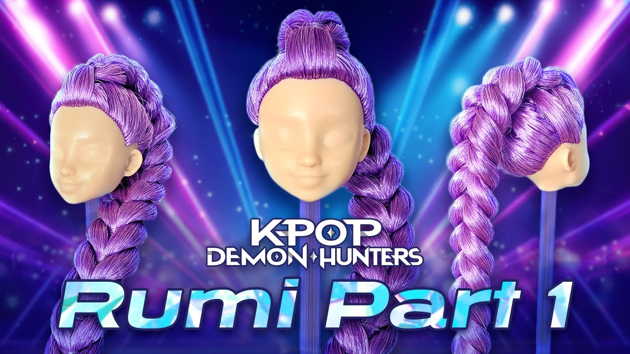 Kpop Demon Hunters 😈 How to Make Rumi Huntrix Braid: Custom Doll - YouTube