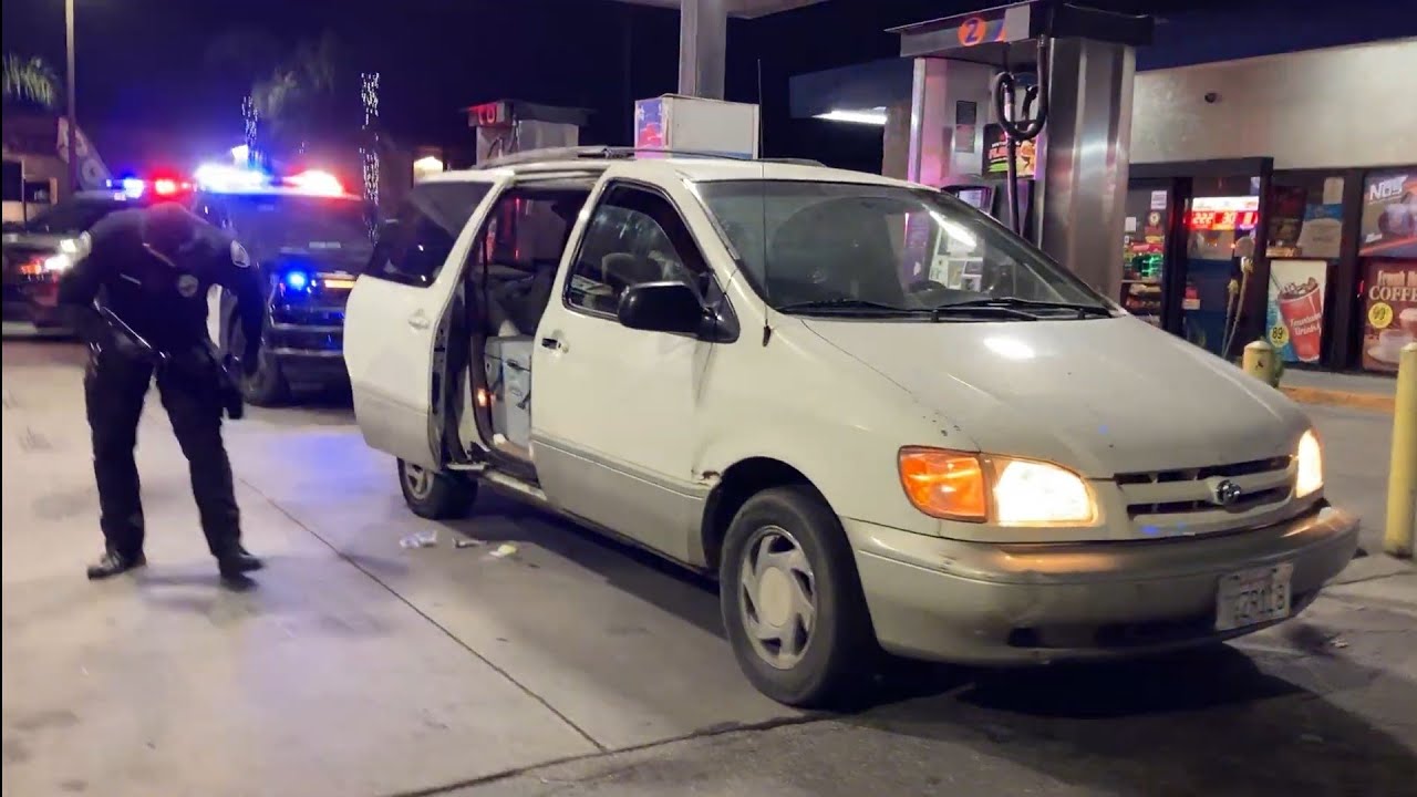 FONTANA OFFICERS GO THROUGH A MINI VAN THEN LEAVE IT PARKED AT GAS ...