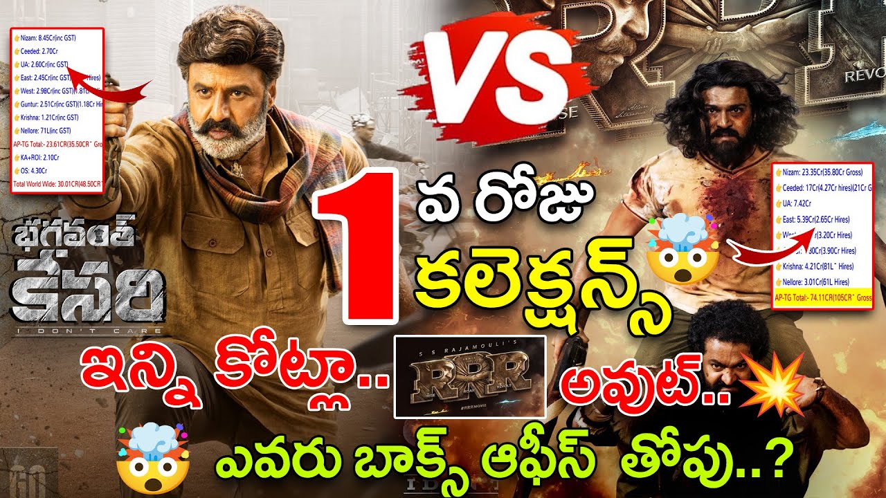 Bhagavanth Kesari Vs RRR First Day Collections | bhagavanth kesari 1st ...