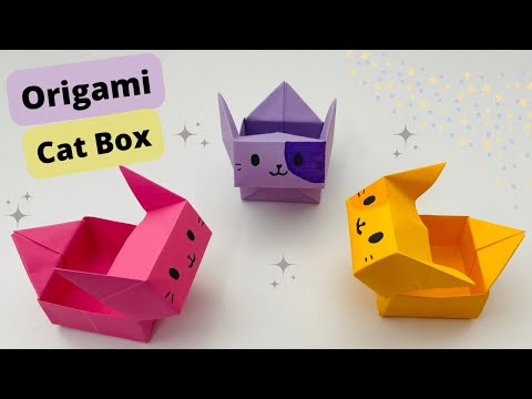 Origami Paper Cat Box | DIY How to make paper box | Paper Craft / Paper ...