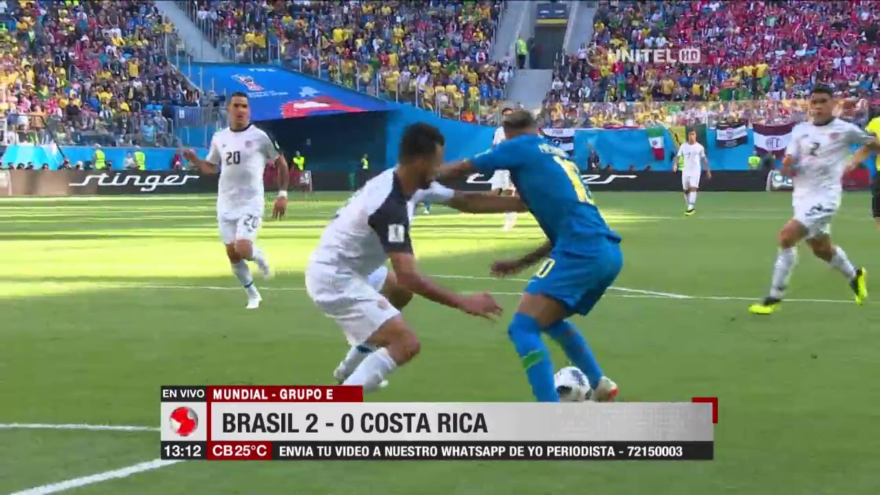 Mundial, Grupo E: Brasil 2 – 0 Costa Rica - YouTube