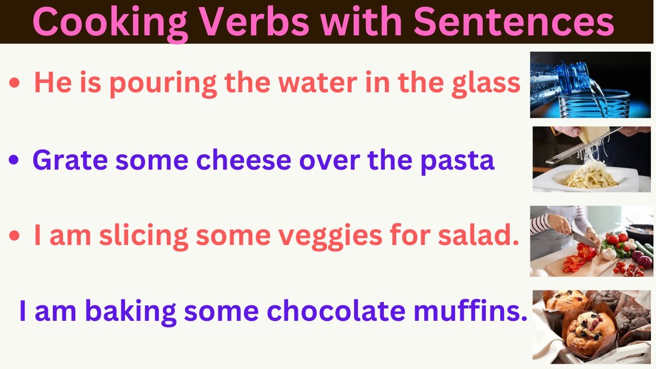 Cooking Verbs with sentences || Action Verbs for Cooking|| Daily ...
