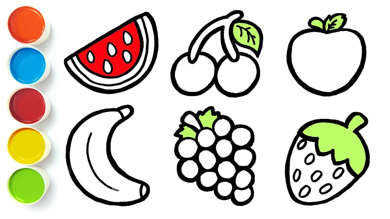How to Draw Fruits for kids | Easy Fruits Drawing and Coloring - YouTube