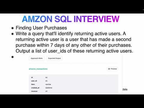 Finding User Purchases Find Active Users in SQL || Asked by Amazon - YouTube