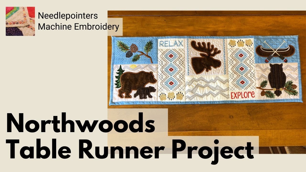 Northwoods Table Runner Machine Embroidery Project - YouTube