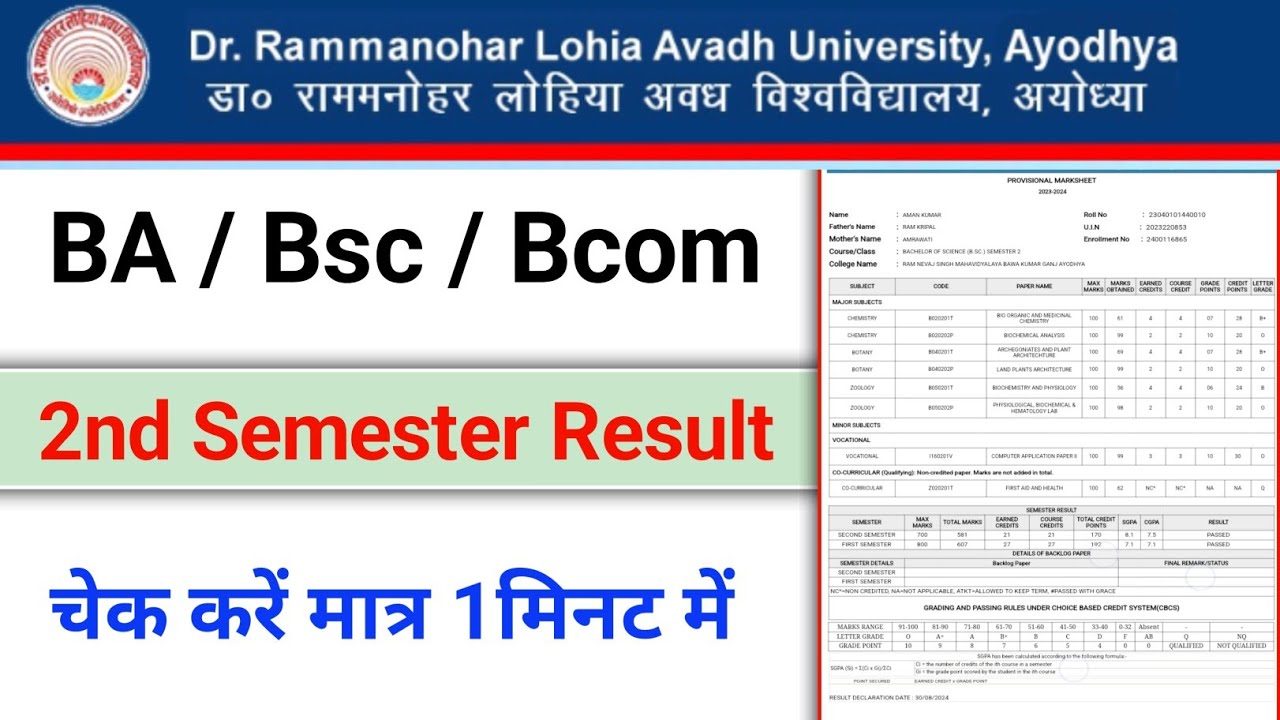 BSc 2nd Semester Result 2024 Kaise Dekhe | B.Sc 2nd Semester Result ...
