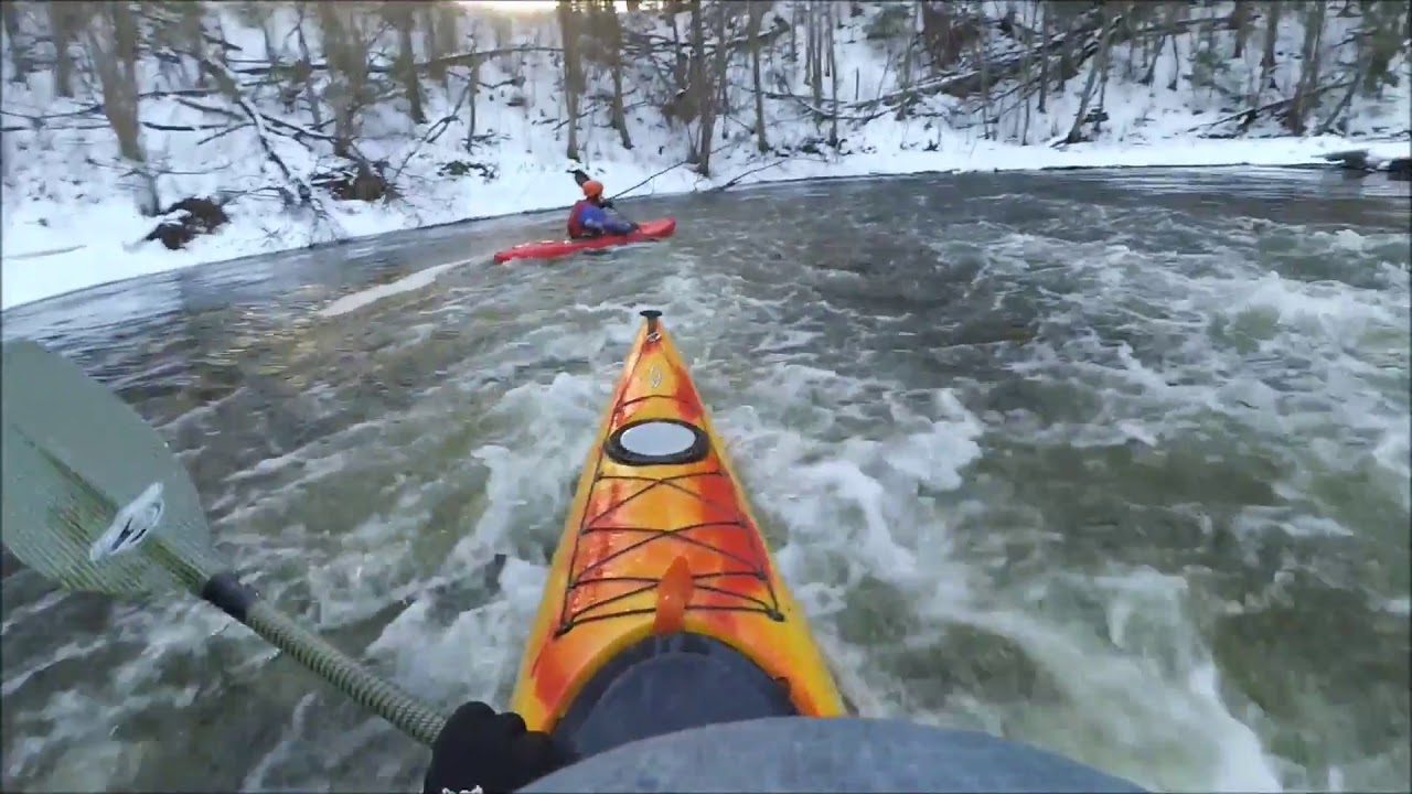 Winter kayaking in Latvia Tartaks river - YouTube