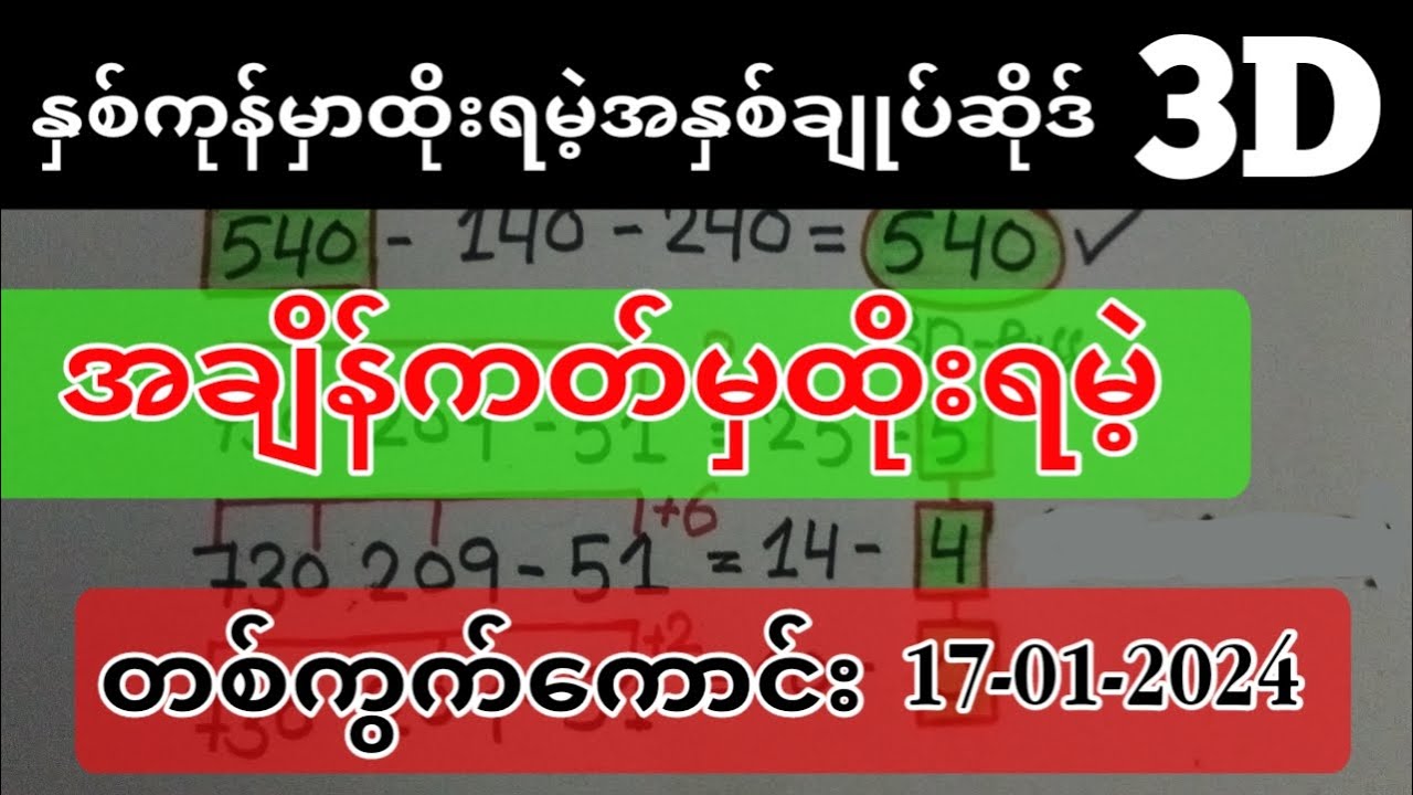 တိုက်ရိုက်ရလဒ် ယနေ့ တိုက်ရိုက်ထုတ်လွှင့်မှုအချိန်ထွက်ဂဏန် 3d 17 01