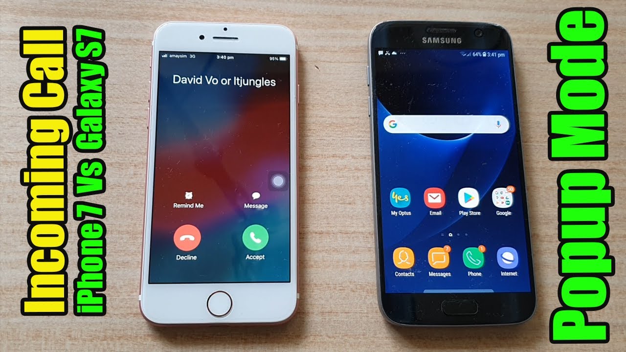 Incoming Call on the iPhone 7 vs Samsung Galaxy S7 in Pop-Up/Banner ...