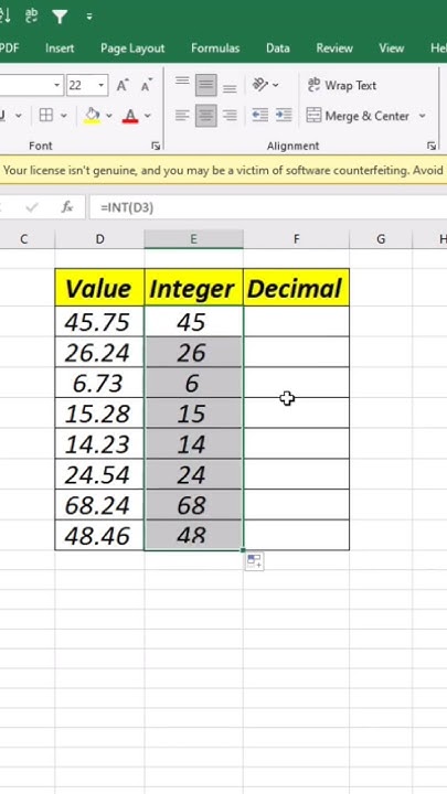 How to get integer & Decimal in excel tips and tricks #excel #viralvideo #tranding - YouTube