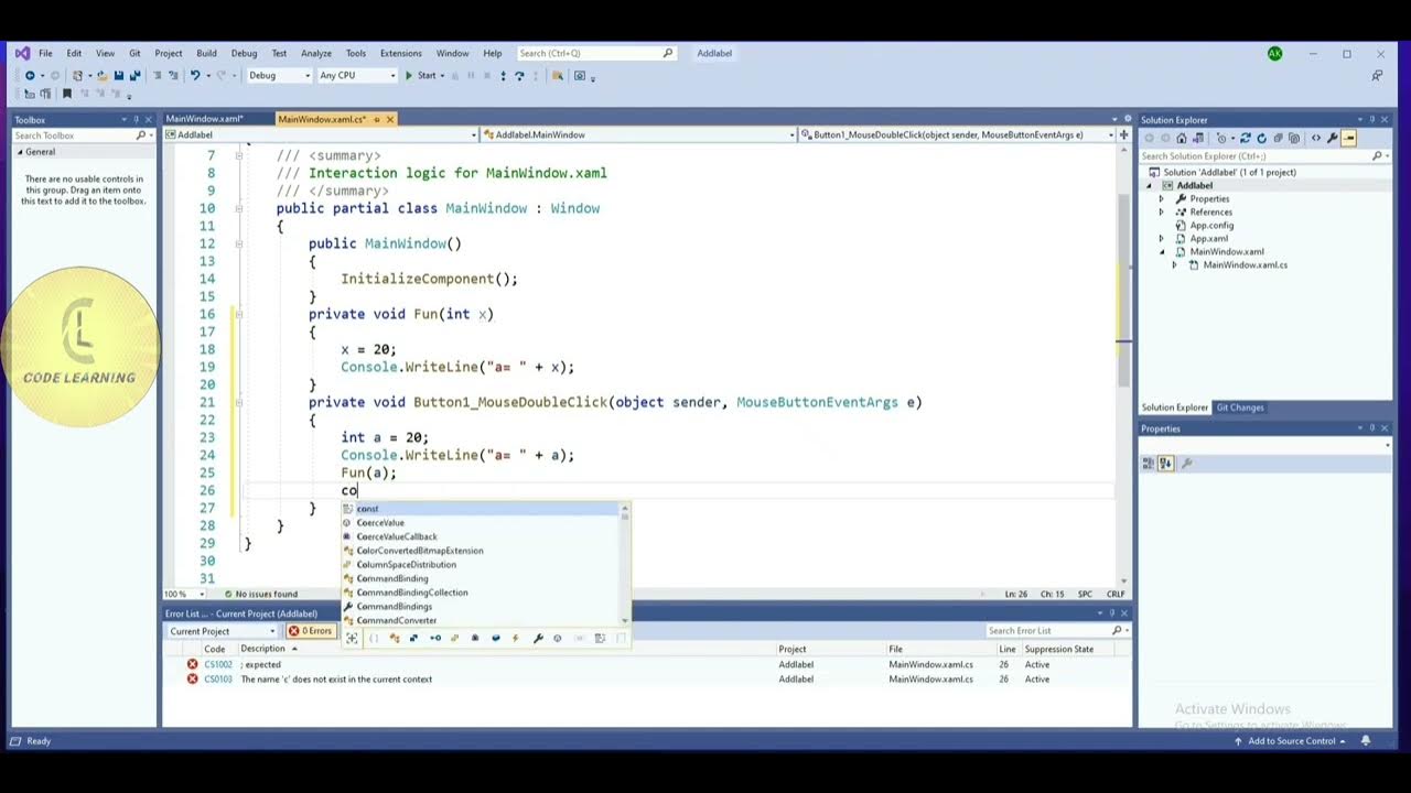 WPF | Function 'call by value' | CodeLearning - YouTube
