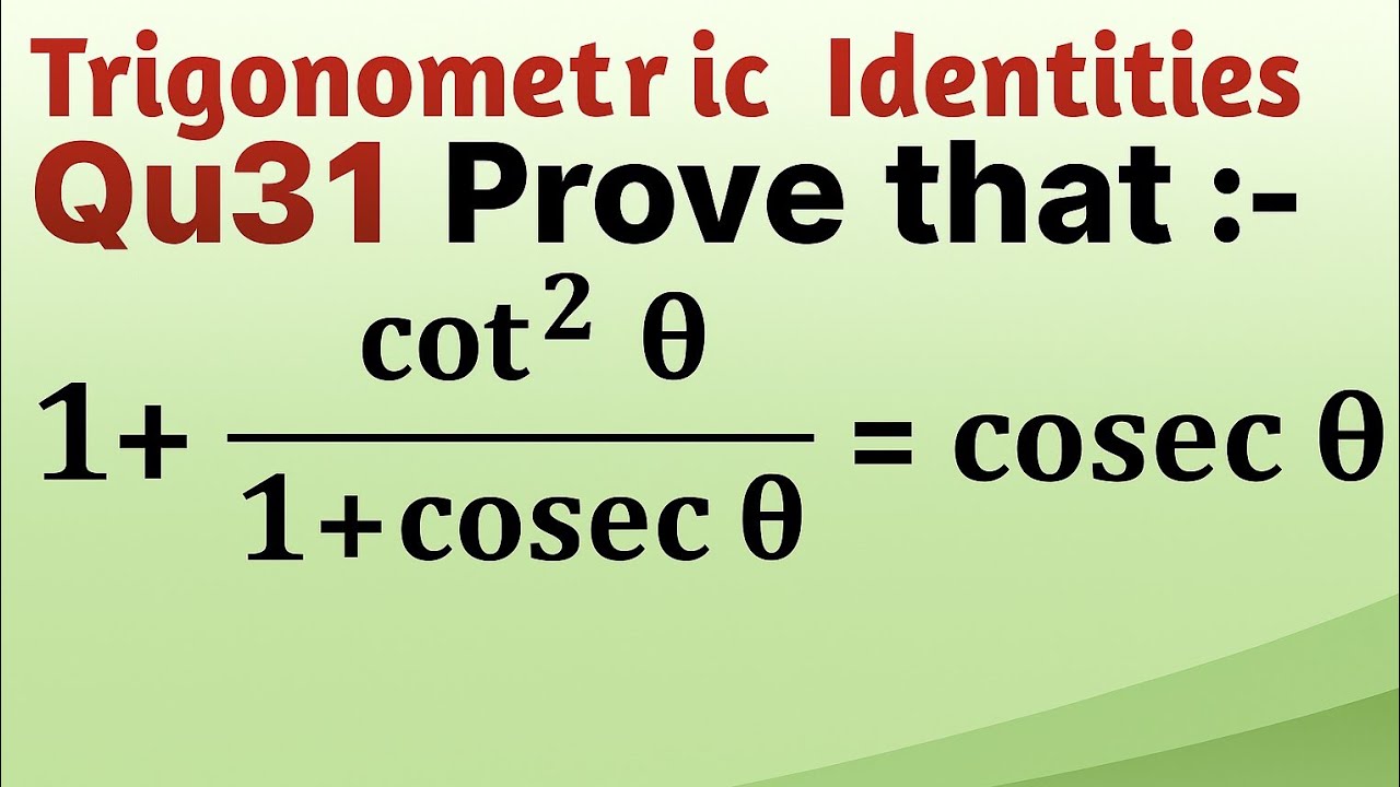 Trigonometry class 10|How to prove trigonometrical Identity - YouTube