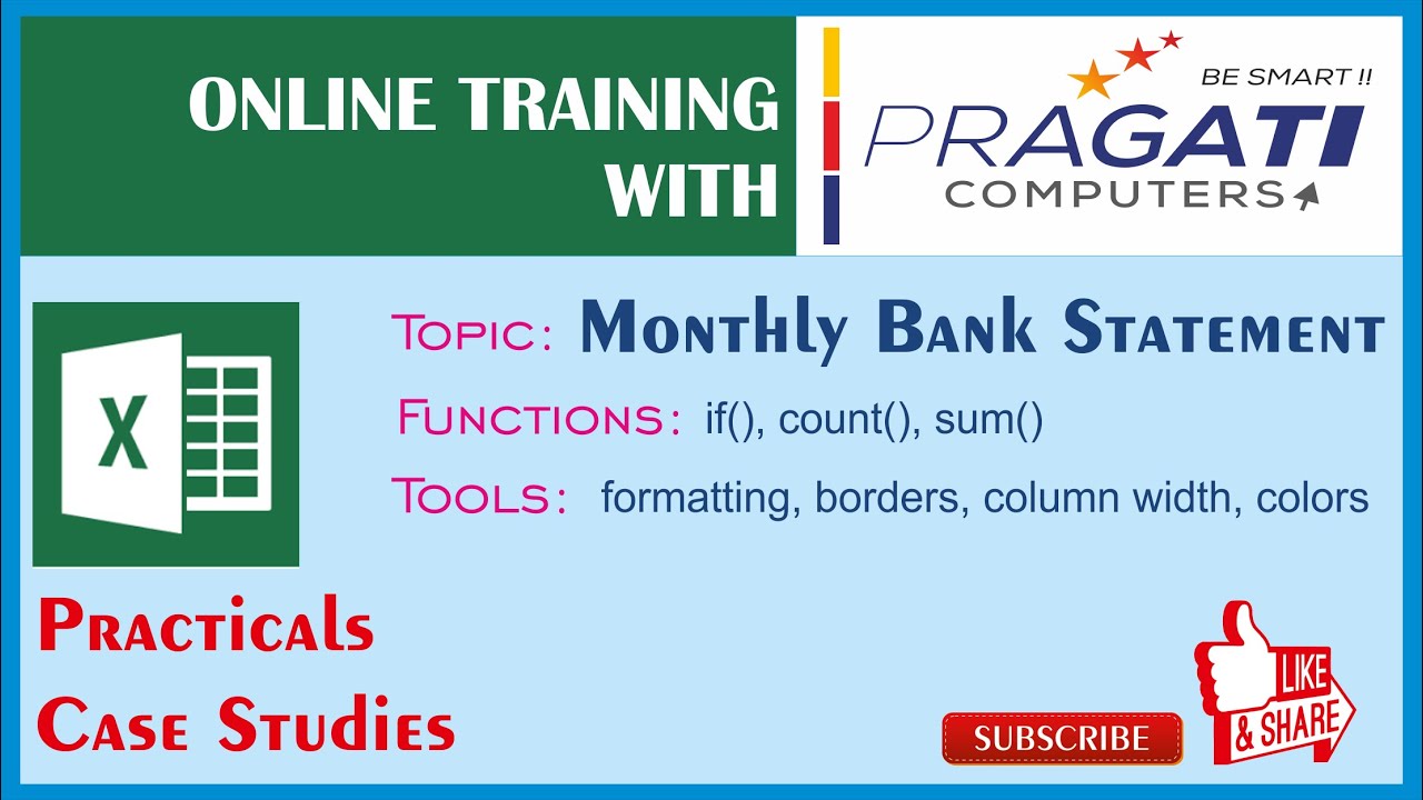 Case Study: Create Monthly Bank Statement using various formulas. - YouTube