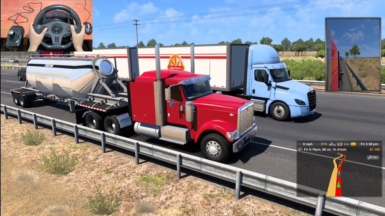 American Truck Simulator Steering Wheel PC Gameplay. - YouTube