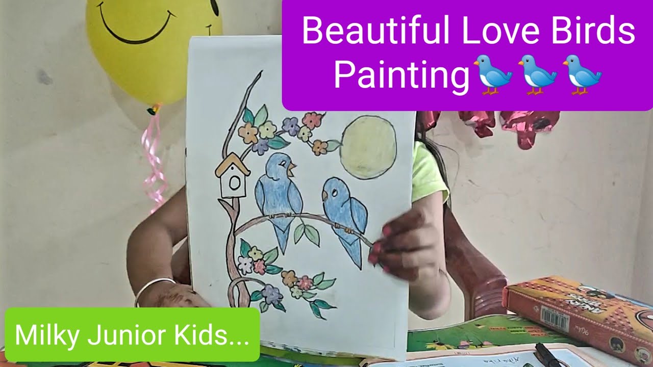 Birds Drawing step by step process with crayons... - YouTube