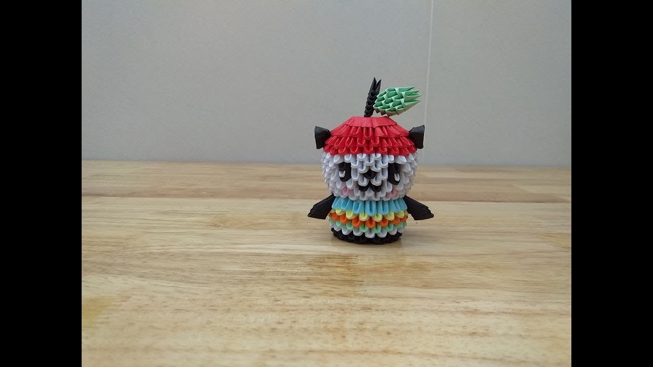 3D Origami Pandapple Tutorial - YouTube